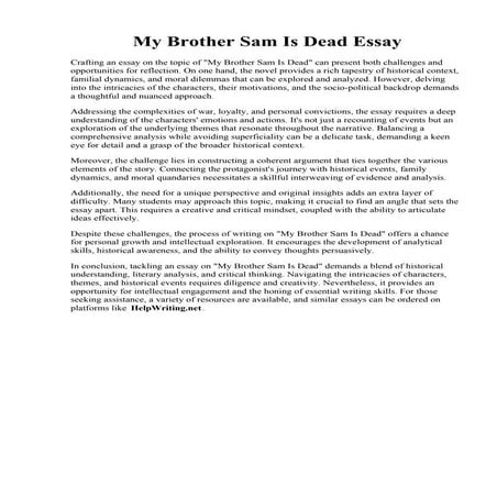 My Brother Sam Is Dead Essay. Books Ive Read: My Brother Sam is Dead | PDF