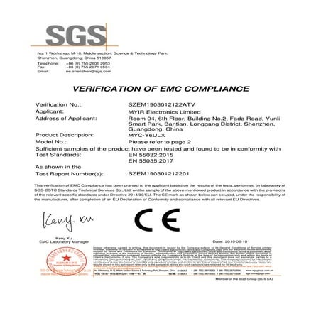 Verification of EMC Compliance for MYC-Y6ULX CPU Module | PDF