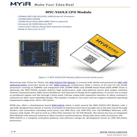 MYC-Y6ULX CPU Module - NXP i.MX 6UL/6ULL System-on-Module | PDF