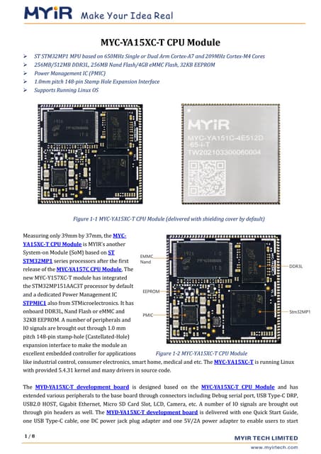 MYC-YF13X CPU Module - STM32MP135 based SoM | PDF