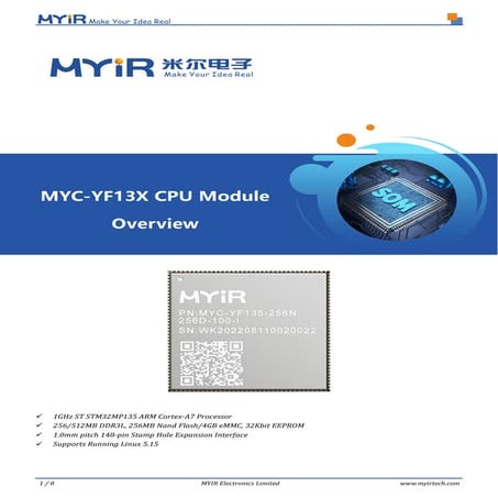 MYC-YF13X CPU Module - STM32MP135 based SoM | PDF