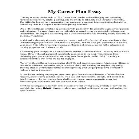 My Career Plan Essay.pdf | Diabetes | Diseases and Conditions
