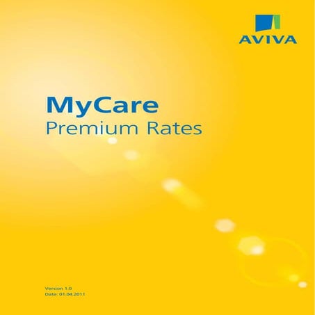 Aviva MyCare Premium Rates Table | PDF