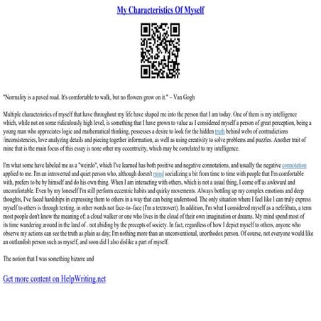 My Characteristics Of Myself | PDF