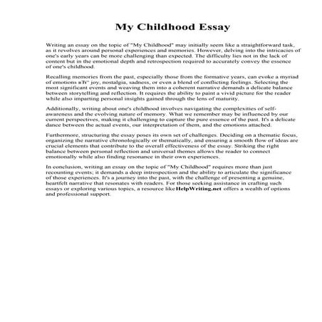 My Childhood Essay.pdf | Homework and Study | Education