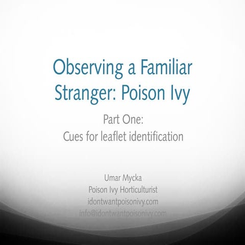 Umar Mycka, Poison Ivy Horticulturist, "Observing a Familiar Stranger ...