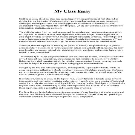 My Class Essay. University of Montevallo | PDF