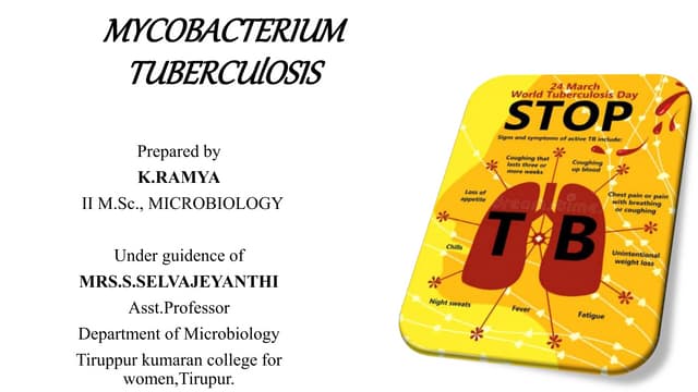 Mycobacterium tuberculosis(Microbiology) | PPTX
