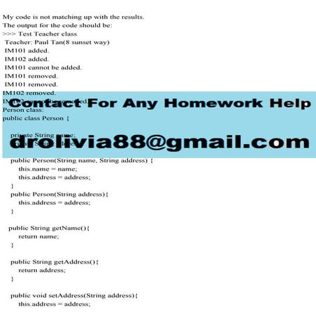My code is not matching up with the results.The output for the cod.pdf