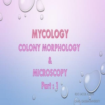 Mycology colony morphology & Microscopy- Part 1 | PDF