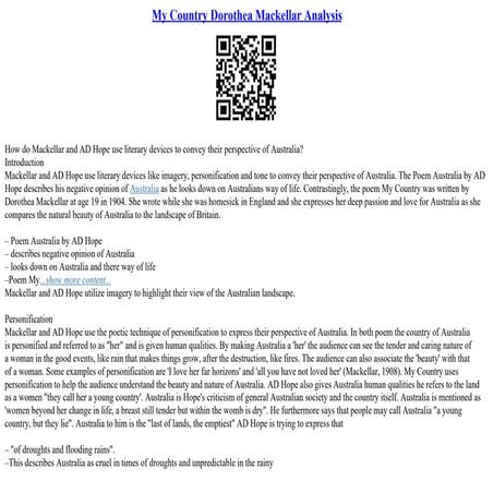 My Country Dorothea Mackellar Analysis | PPT