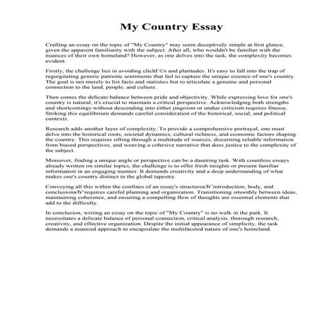 My Country Essay.pdf | Genealogy and Ancestry | Hobbies & Interests