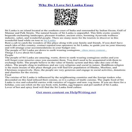 My Country Sri Lanka Essay English | PDF