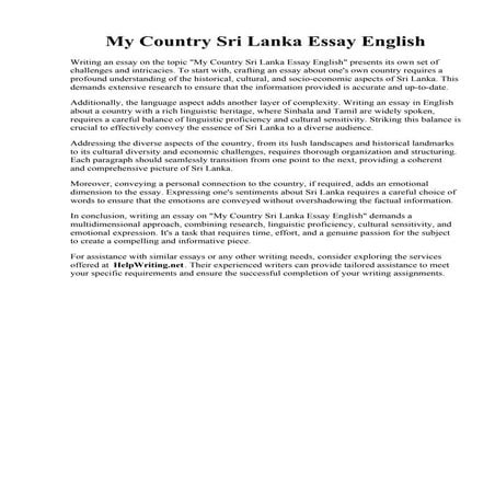 My Country Sri Lanka Essay English | PDF