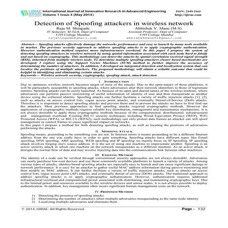 Detection Of Spoofing Attackers In Wireless Network Pdf