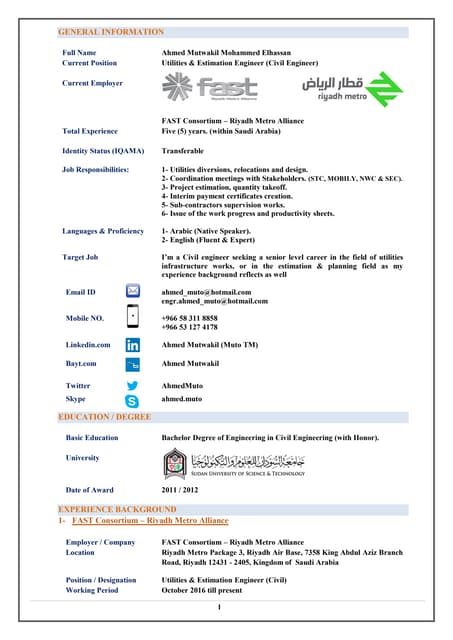 CV- arshad | DOCX | Civil Engineering Industry | Industries