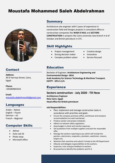 Hossam yassin cv - technical office engineer | PDF | Civil Engineering Industry | Industries