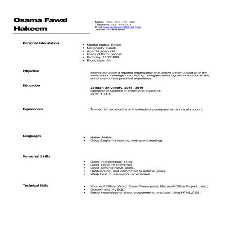 My cv osama hakeem | DOCX | Computing | Technology & Computing