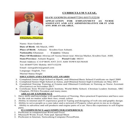 Siaw Godwin CV | PDF