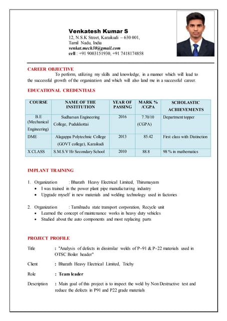 Tamil Resume Template | PDF