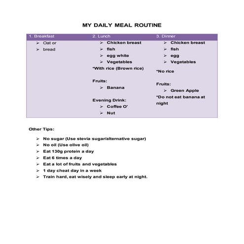 My daily meal routine | DOCX