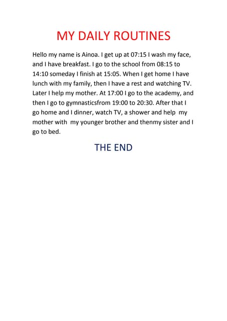 Daily routine... | PPTX | Food & Drink