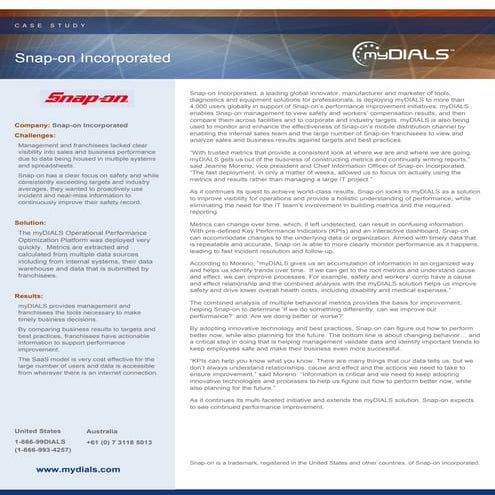 Snap-on Incorporated - myDIALS Case Study | PDF