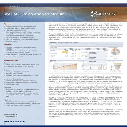 myDIALS Sales Analysis Module Data Sheet | PDF