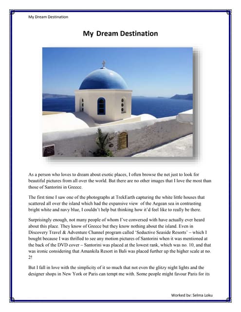 My Dream Destination | PDF | Travel Locations | Travel