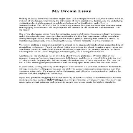 My Dream Essay.pdf | Hobbies & Interests