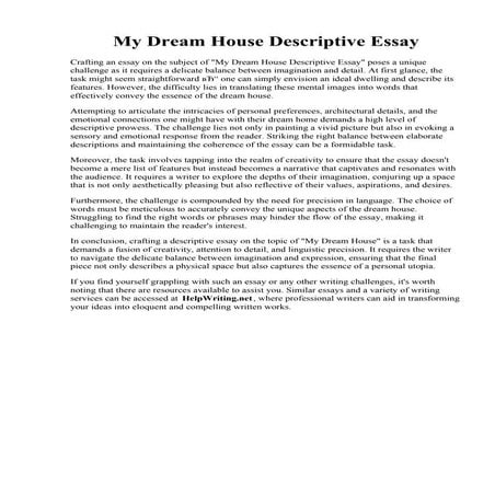 My Dream House Descriptive Essay | PDF