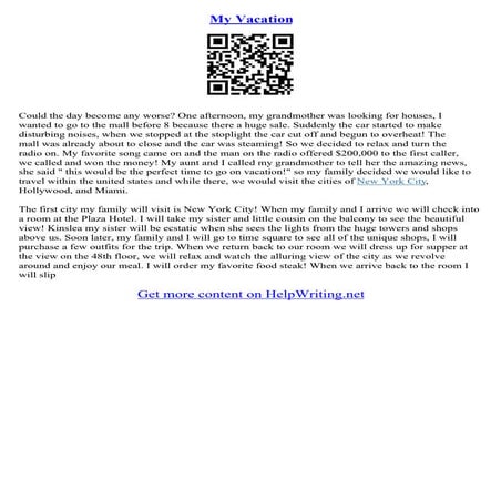 My Dream Vacation Essay | PDF