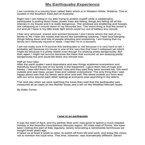 My Earthquake Experience nnnnnnnnnnnnnnnn | DOCX