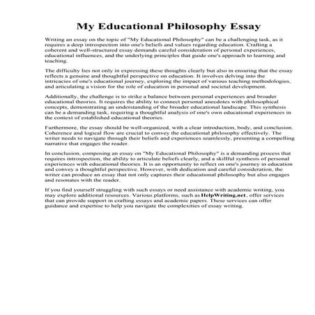 My Educational Philosophy Essay. Teaching philosophy essays | PDF