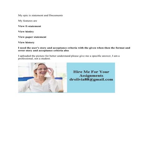 My epic is statement and Documents My features are View E-statement Vi.docx