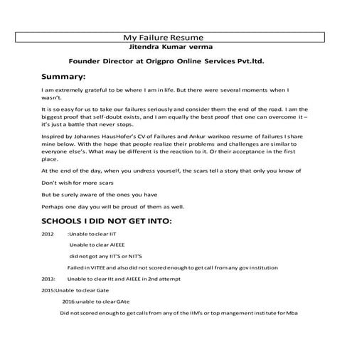 My failure resume | DOCX