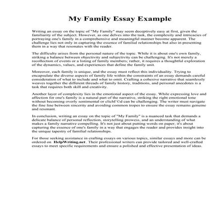 My Family Essay Example. Mississippi Delta Community College | PDF