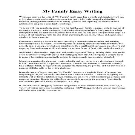 My Family Essay Writing. Essay About Family: How to Write It? What to ...