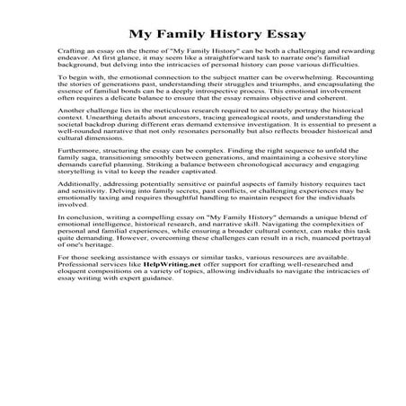 My Family History Essay. Essays About Family Members | PDF