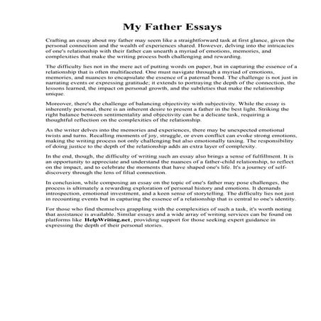 My Father Essays | PDF