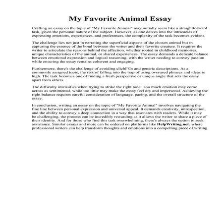 My Favorite Animal Essay | PDF