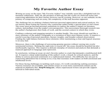 My Favorite Author Essay | PDF