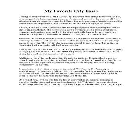 My Favorite City Essay | PDF