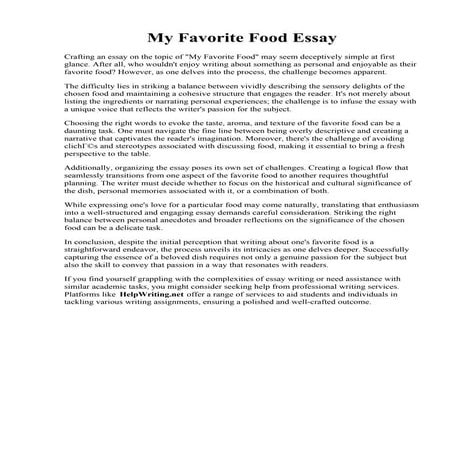 My Favorite Food Essay. My favorite food essay sample - 296 Words ...