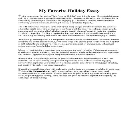 My Favorite Holiday Essay. Essay about christmas holiday ...