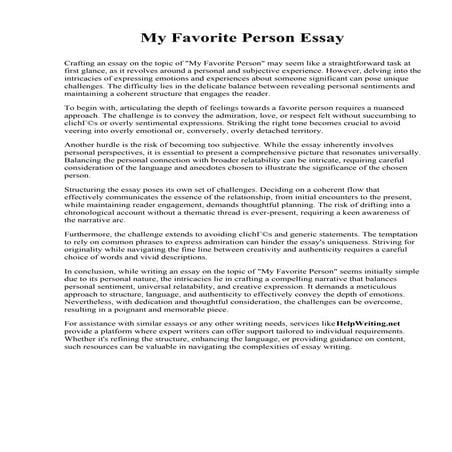 My Favorite Person Essay. California State University Monterey Bay | PDF