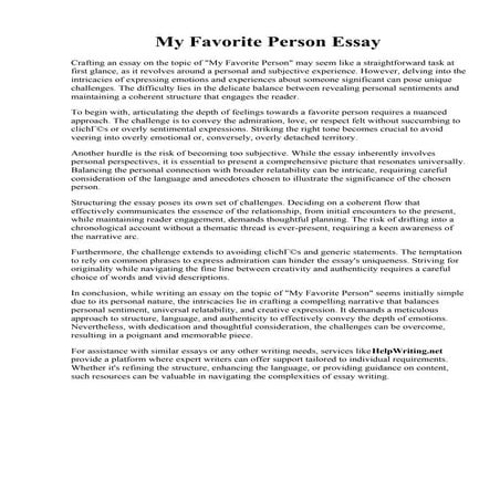 My Favorite Person Essay. Essay on my favorite Personality in English ...