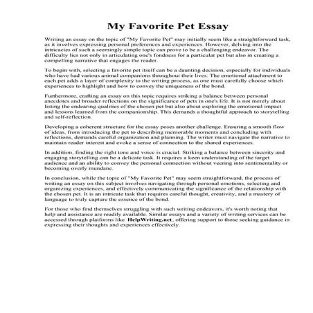 My Favorite Pet Essay.pdfMy Favorite Pet Essay | PDF
