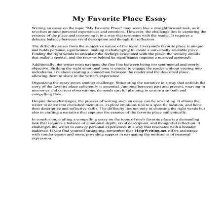 My Favorite Place Essay. My favorite place to relax essay | PDF