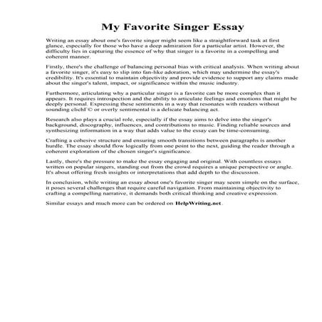 My Favorite Singer Essay | PDF